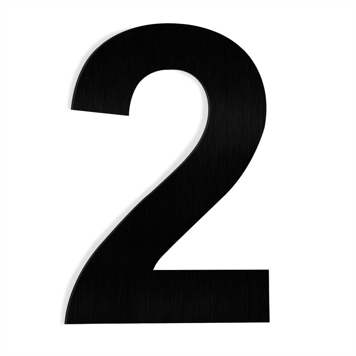 Barton One Piece 6" Tall Number 2 Modern House Number 2 Black Stainless ...
