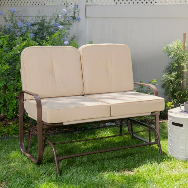 Barton Outdoor Rocking Chair With Cushion Glider Bench, 2-Person ...