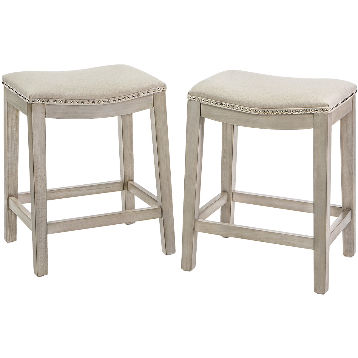 Barton Premium Set of (2) Isabel Padded Counter Saddle Backless Bar ...