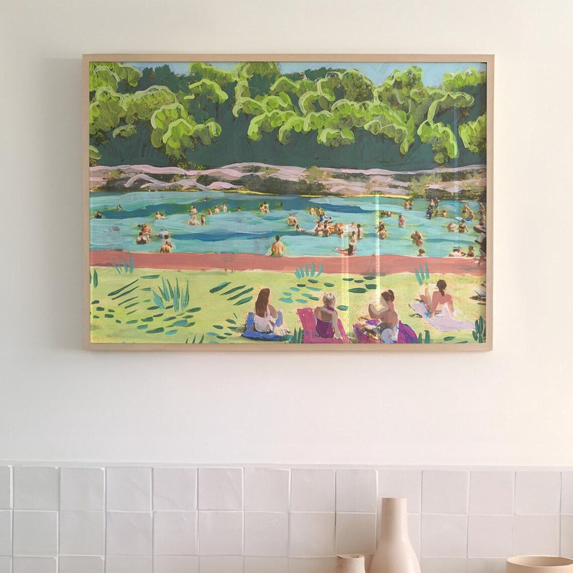Barton Springs Art Print, Austin Swimming Pool Painting, Texas Travel ...