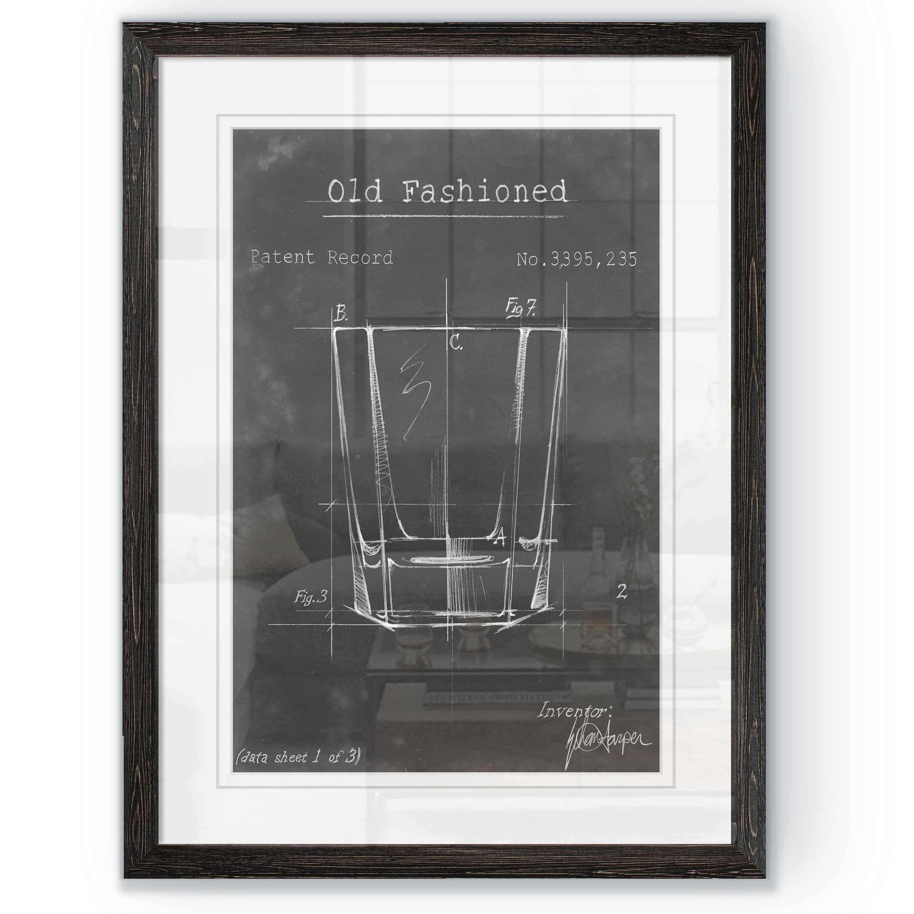 Barware Blueprint I - Barnwood Framed Print - 18 x 24 - Black - Walmart.com