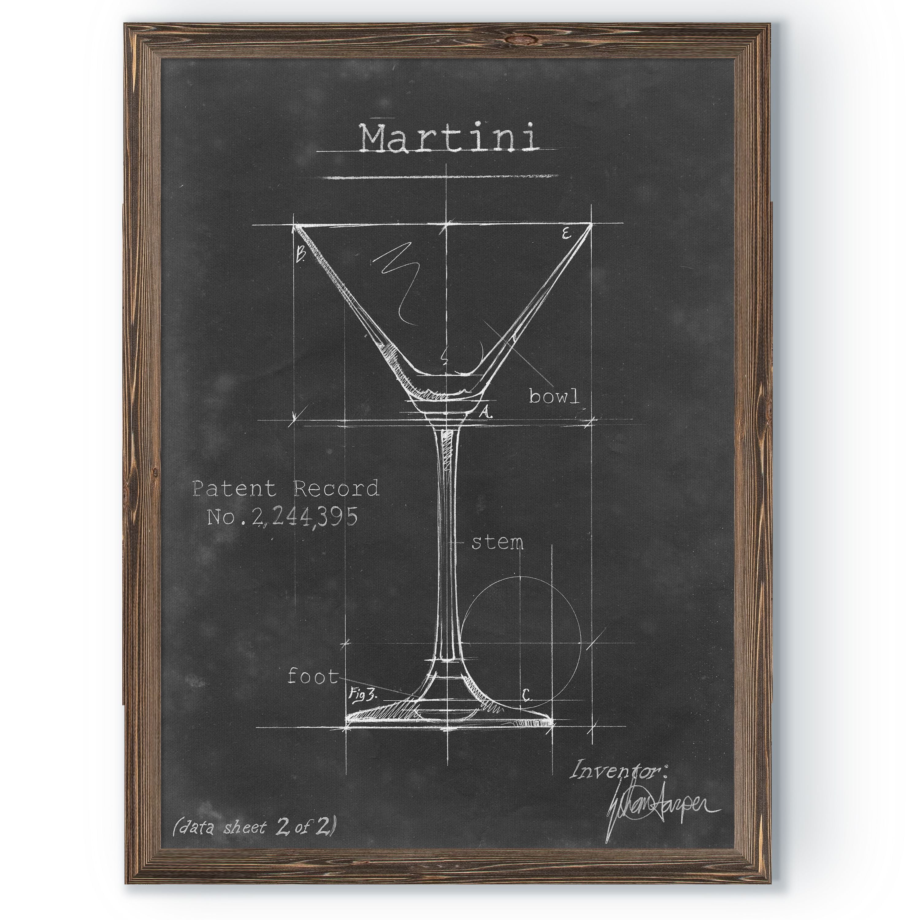 Barware Blueprint V-Framed Canvas - Walmart.com