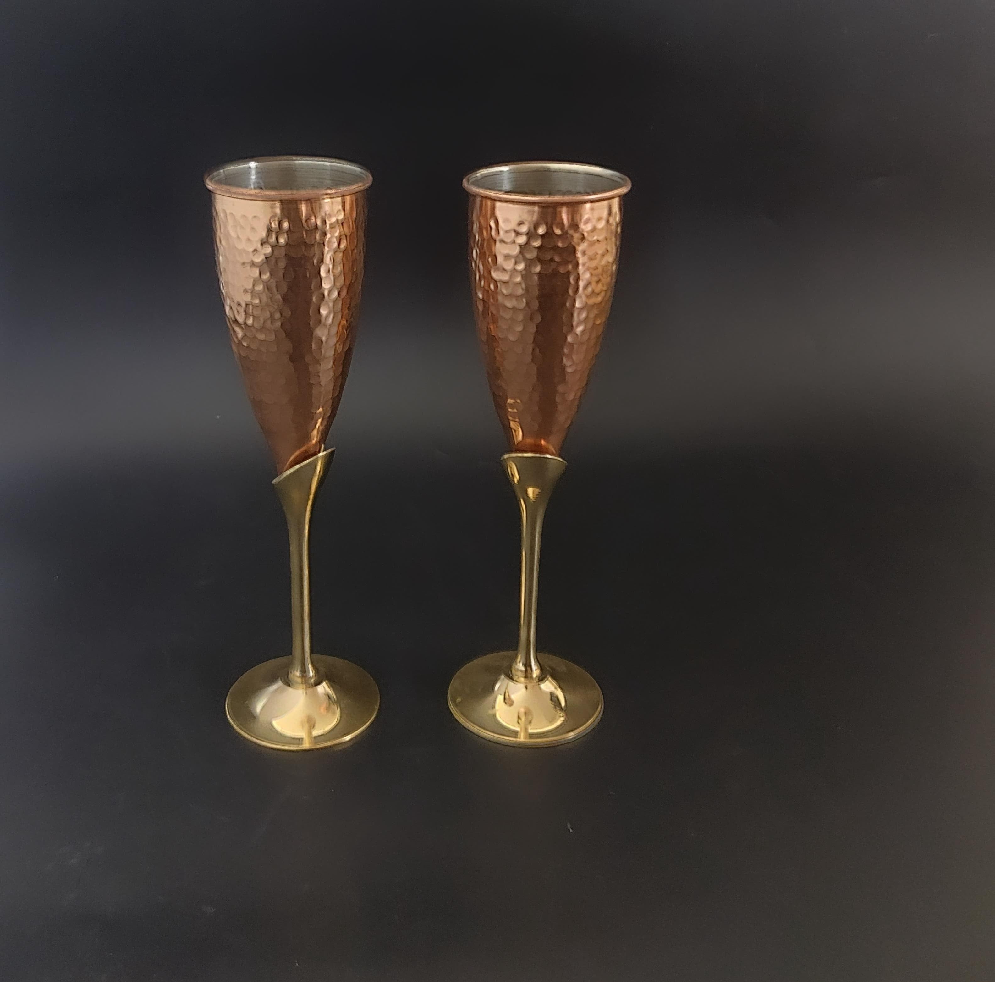 Barware, Copper Flute Wine Glass, Champagne Glasses, Copper Wine Glass ...