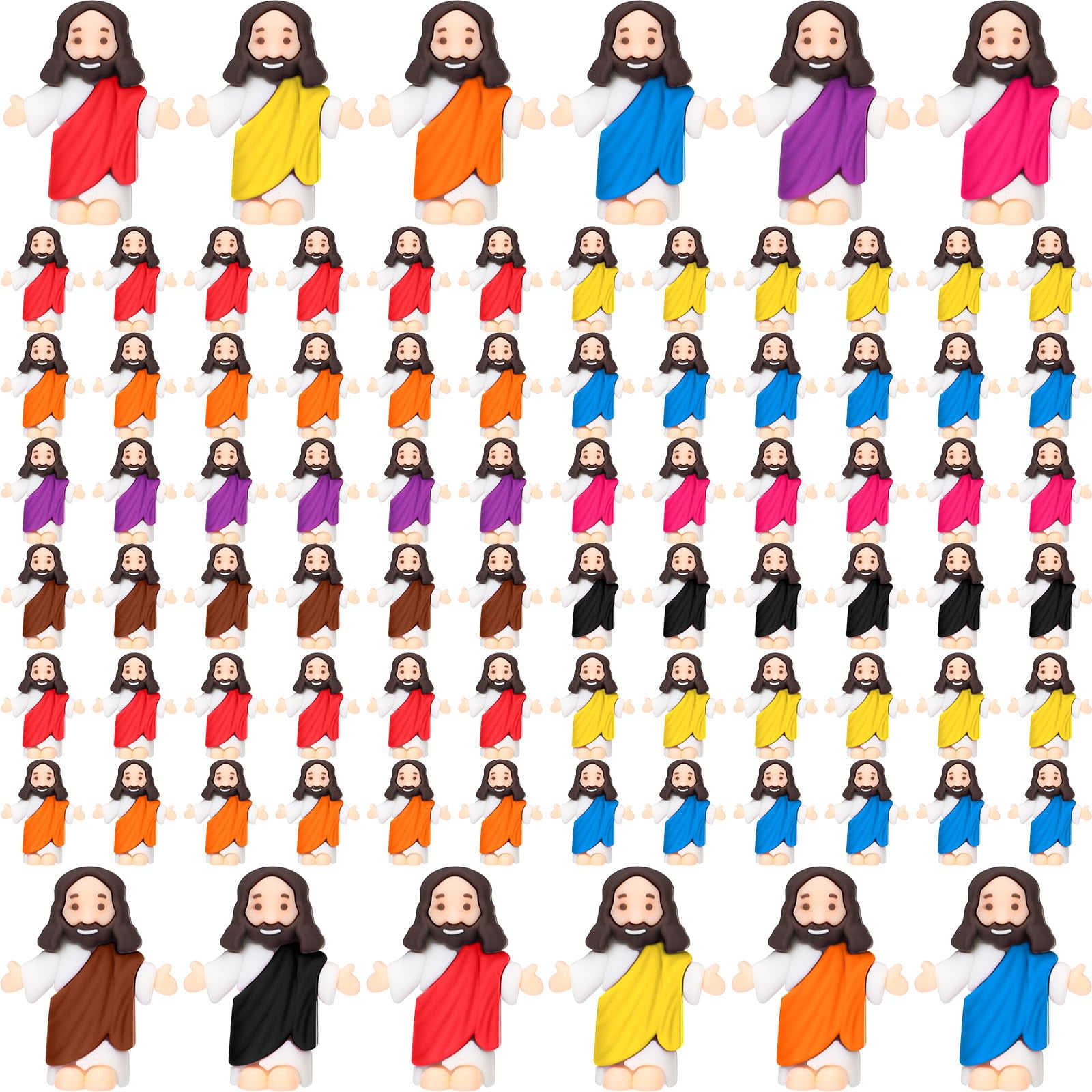 Barydat 100 Pcs 8 Color Mini Jesus Figurines in Bulk Little Jesus ...