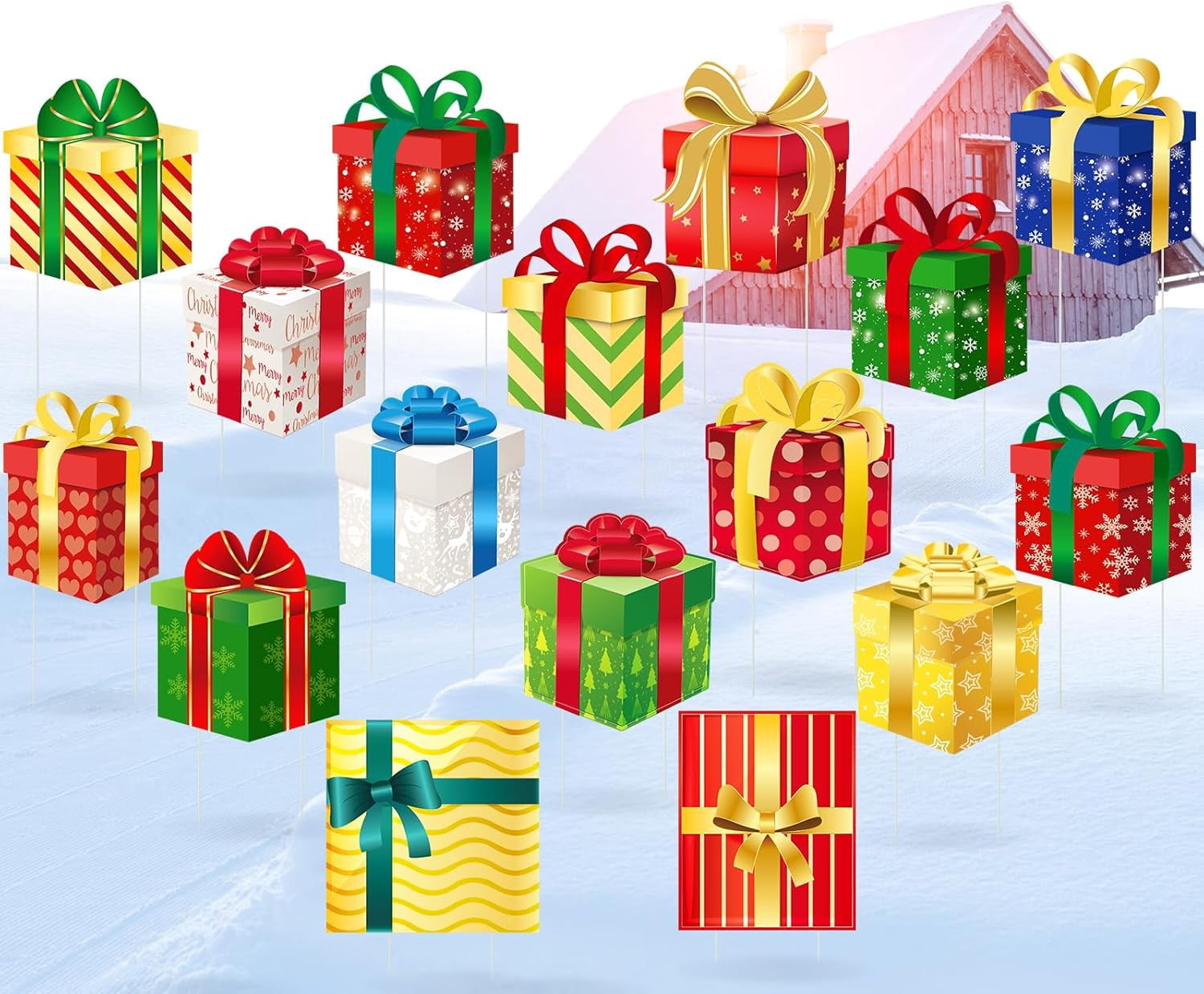 Barydat 16 Pcs Christmas Decoration Outdoor Yard Sign with Stakes Gift ...