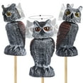 Barydat 3 Pack Fake Owl Decoys to Scare Away, Rotating Head Plastic Owl ...