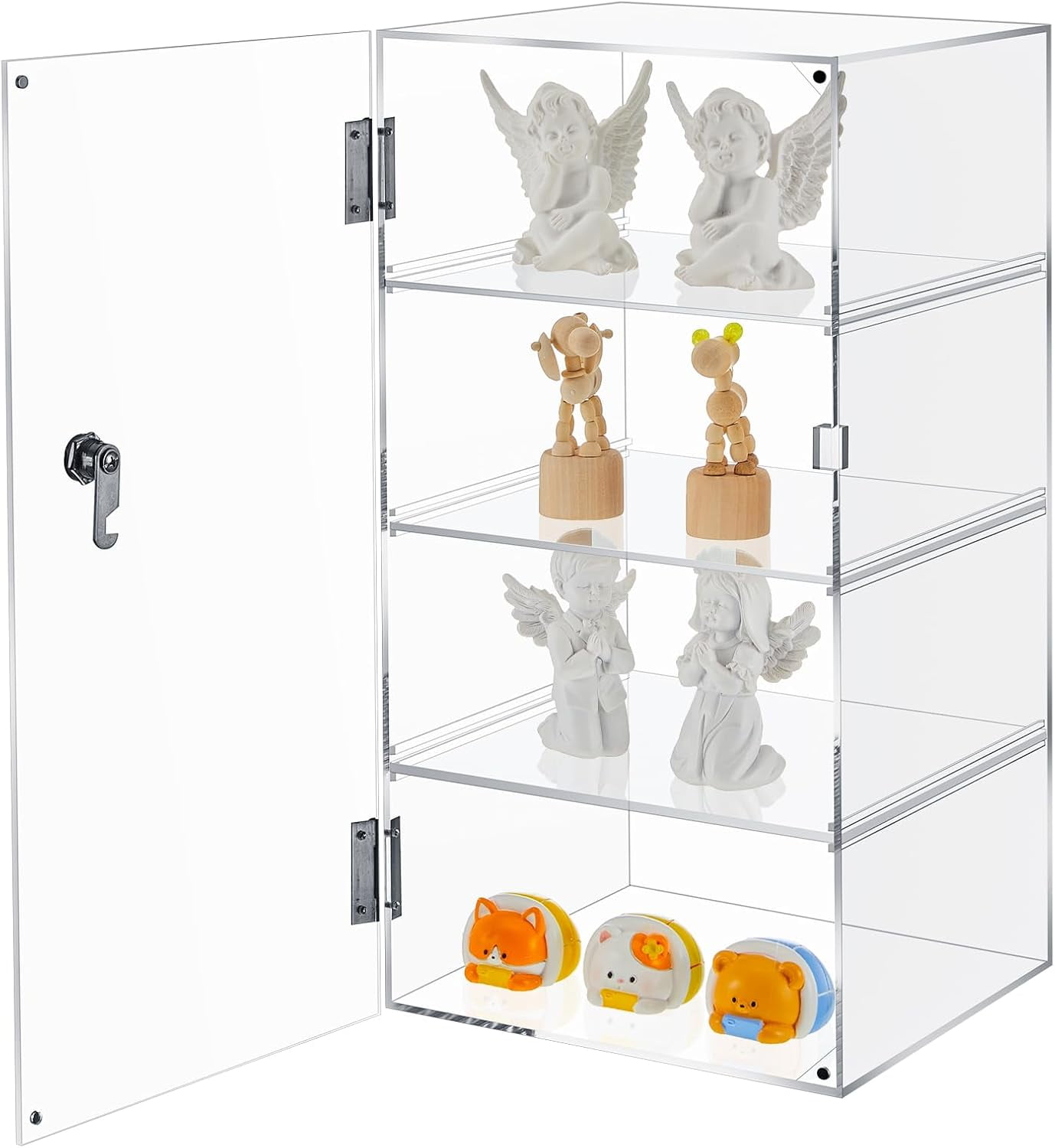 Barydat 4 Tier Acrylic Locking Display Case with Key 9.4'' L x 9.4'' W ...
