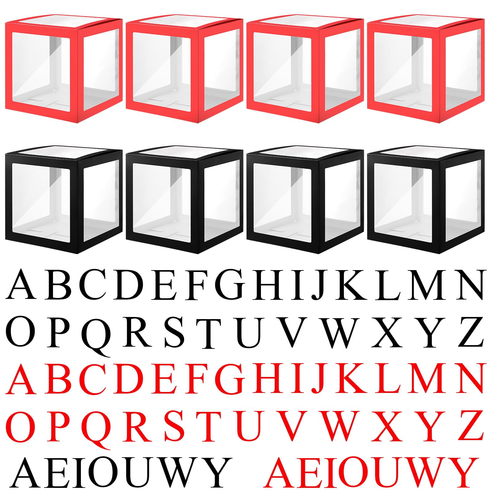 Barydat 8 Pcs Transparent KEF16 Balloon Boxes Red and Black Clear ...
