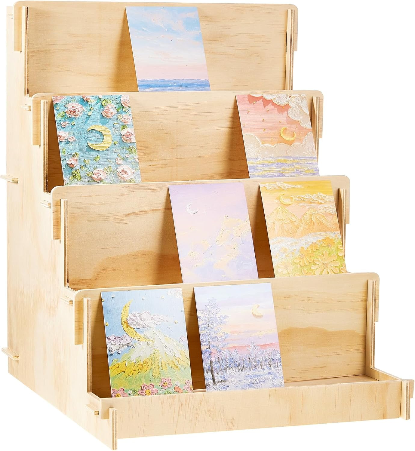 Barydat Wooden Card Display Stand Stationary Organizer Sticker Stand ...