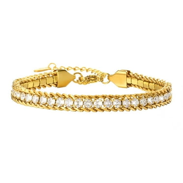 Women's 18kt Gold over Brass High-Polish Elong Link Bracelet, 7.5 ...