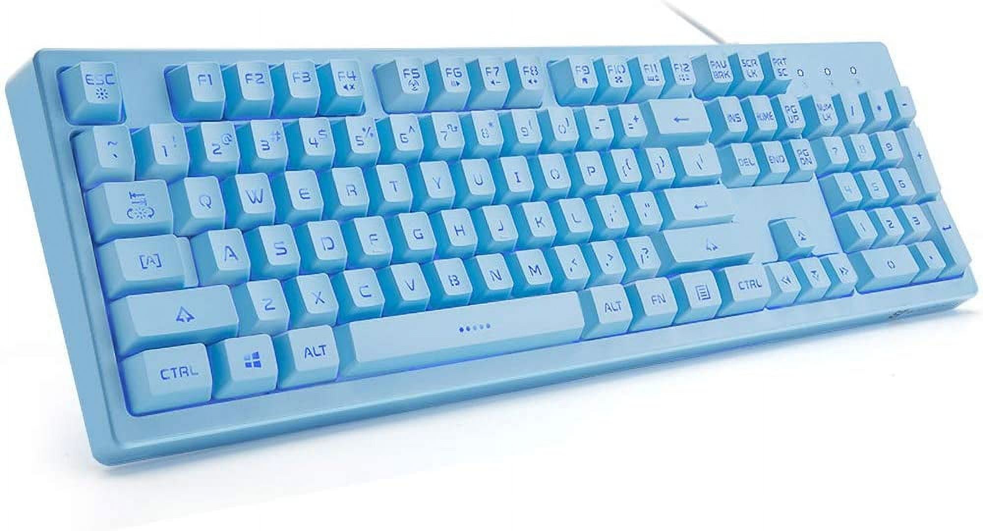 Basaltech Pink Keyboard with 7-Color LED Backlit, 104 Keys Quiet Silent ...