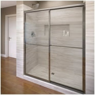 Basco Classic 57" High x 60" Wide Bypass Semi-Frameless Tub Door with ...