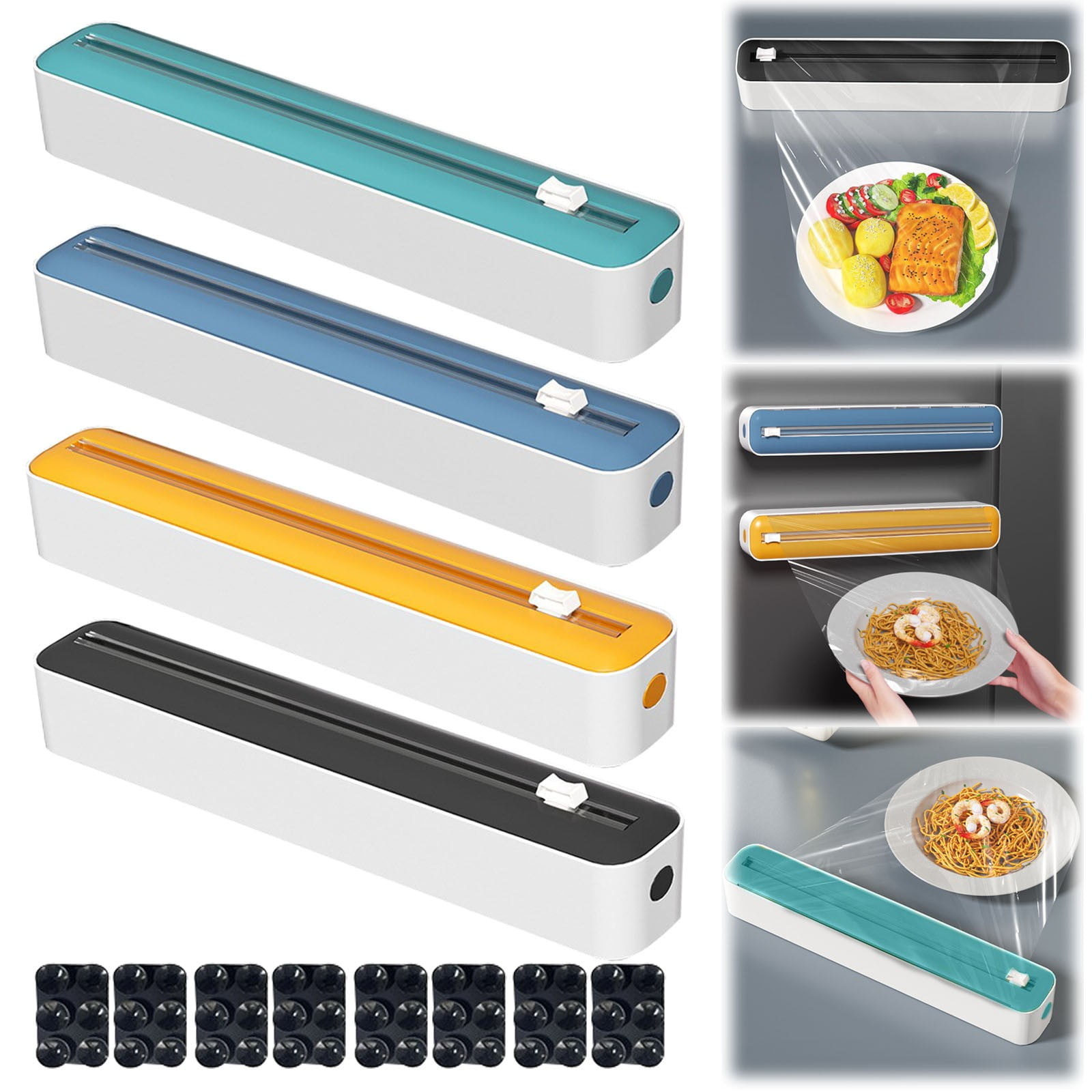 Basdi Cling Film Dispenser - Wall Mounted Kitchen Organizer with Built ...