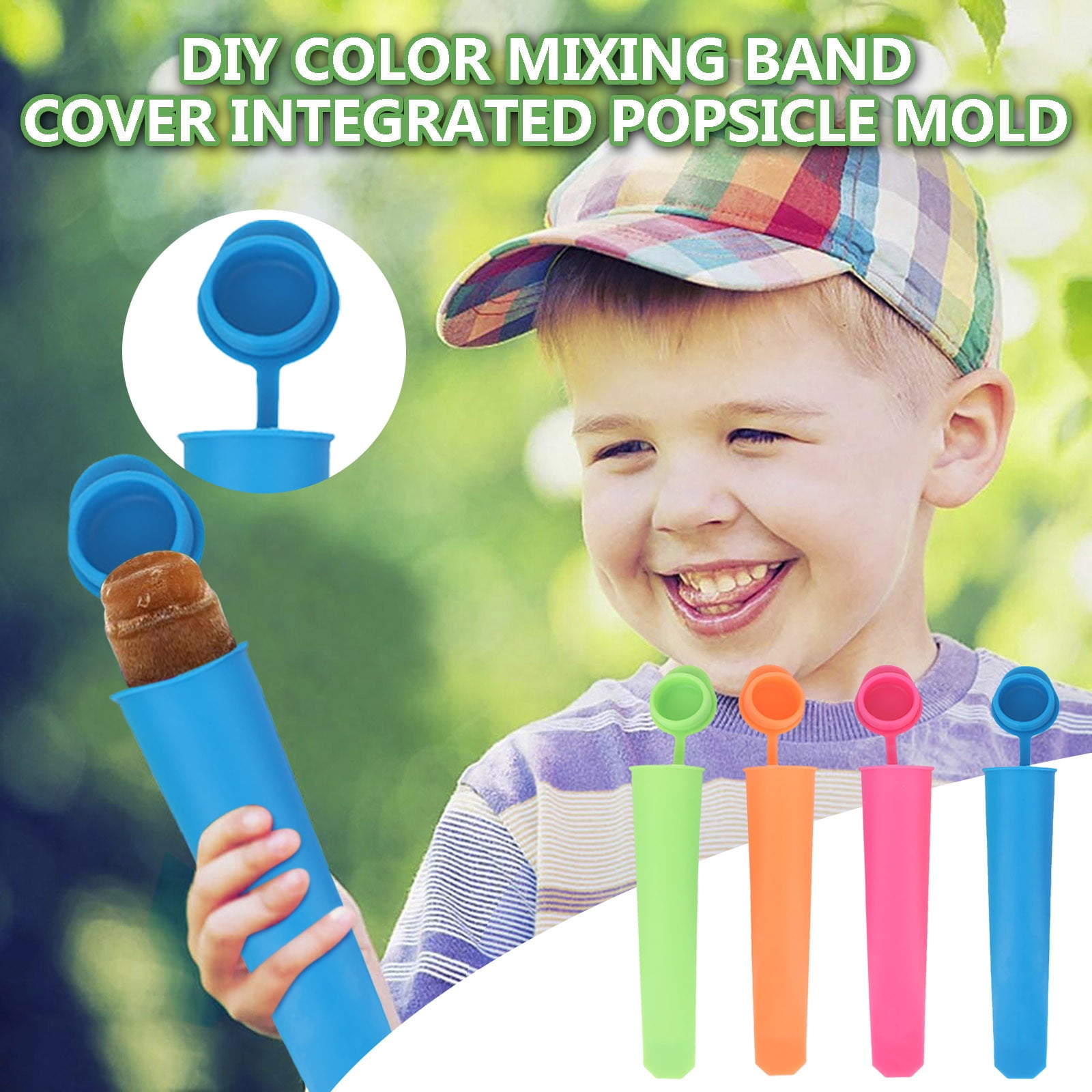 Basdi Popsicle Molds, Silicone Ice Pop Molds with Lid - Reusable Frozen ...