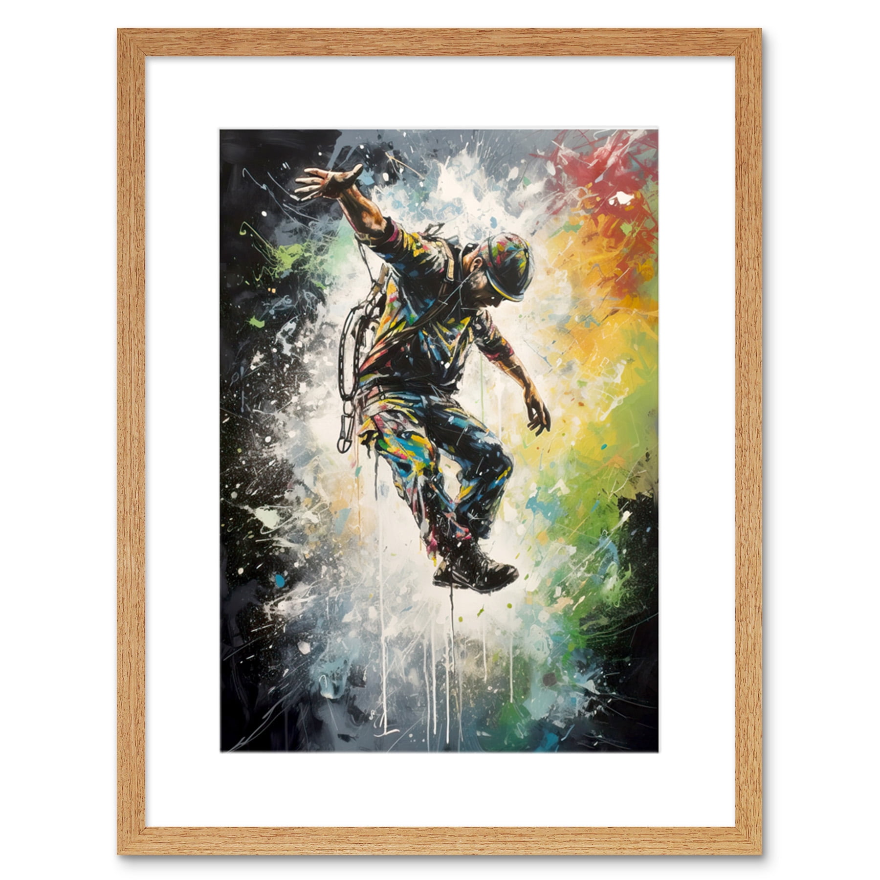 Base Jumping Multicoloured Paint Splat Action Shot Artwork Framed Wall ...