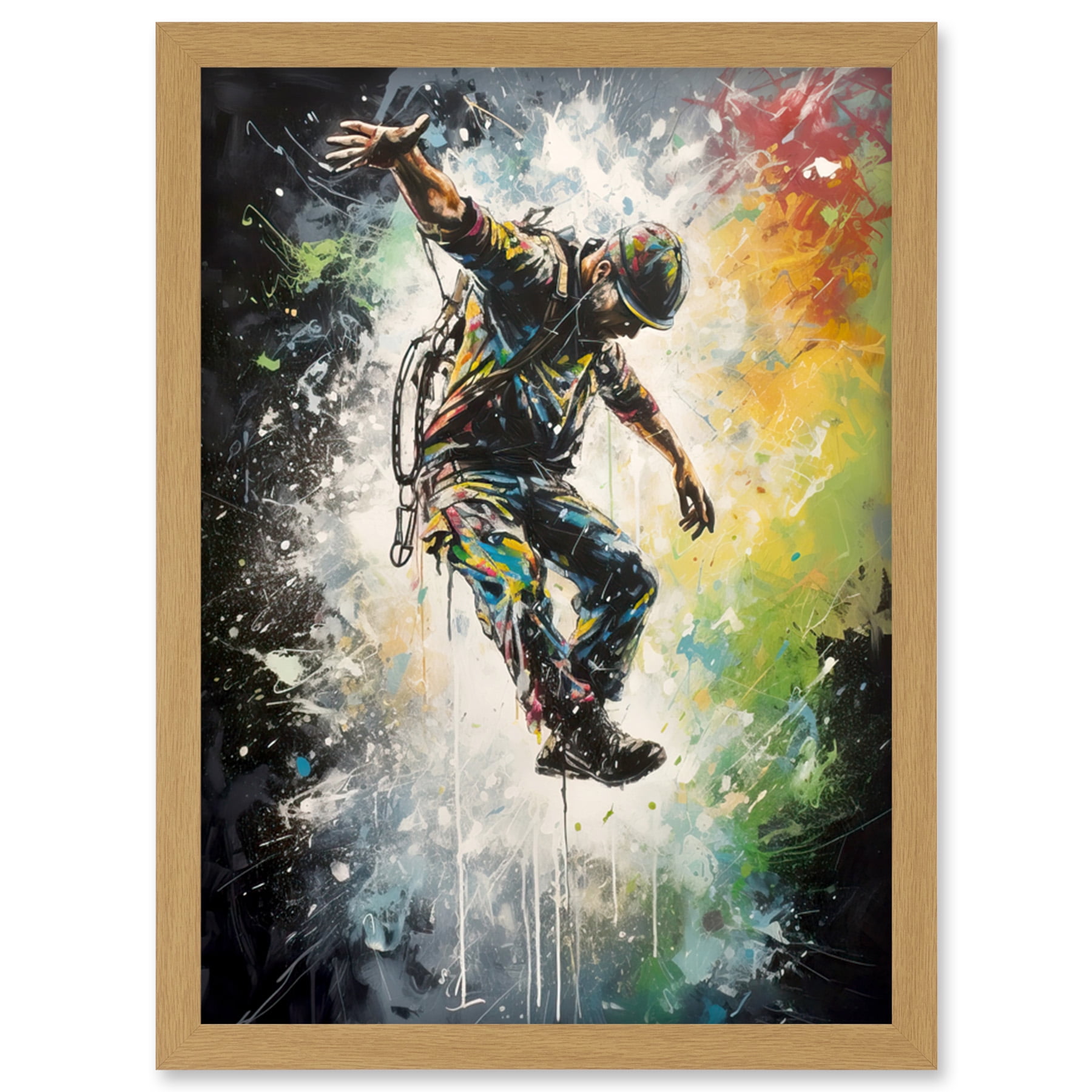 Base Jumping Multicoloured Paint Splat Action Shot Artwork Framed Wall ...