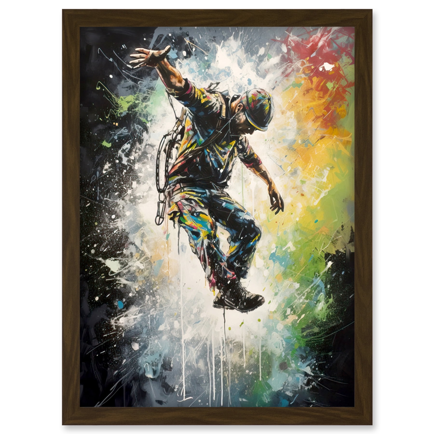 Base Jumping Multicoloured Paint Splat Action Shot Artwork Framed Wall ...