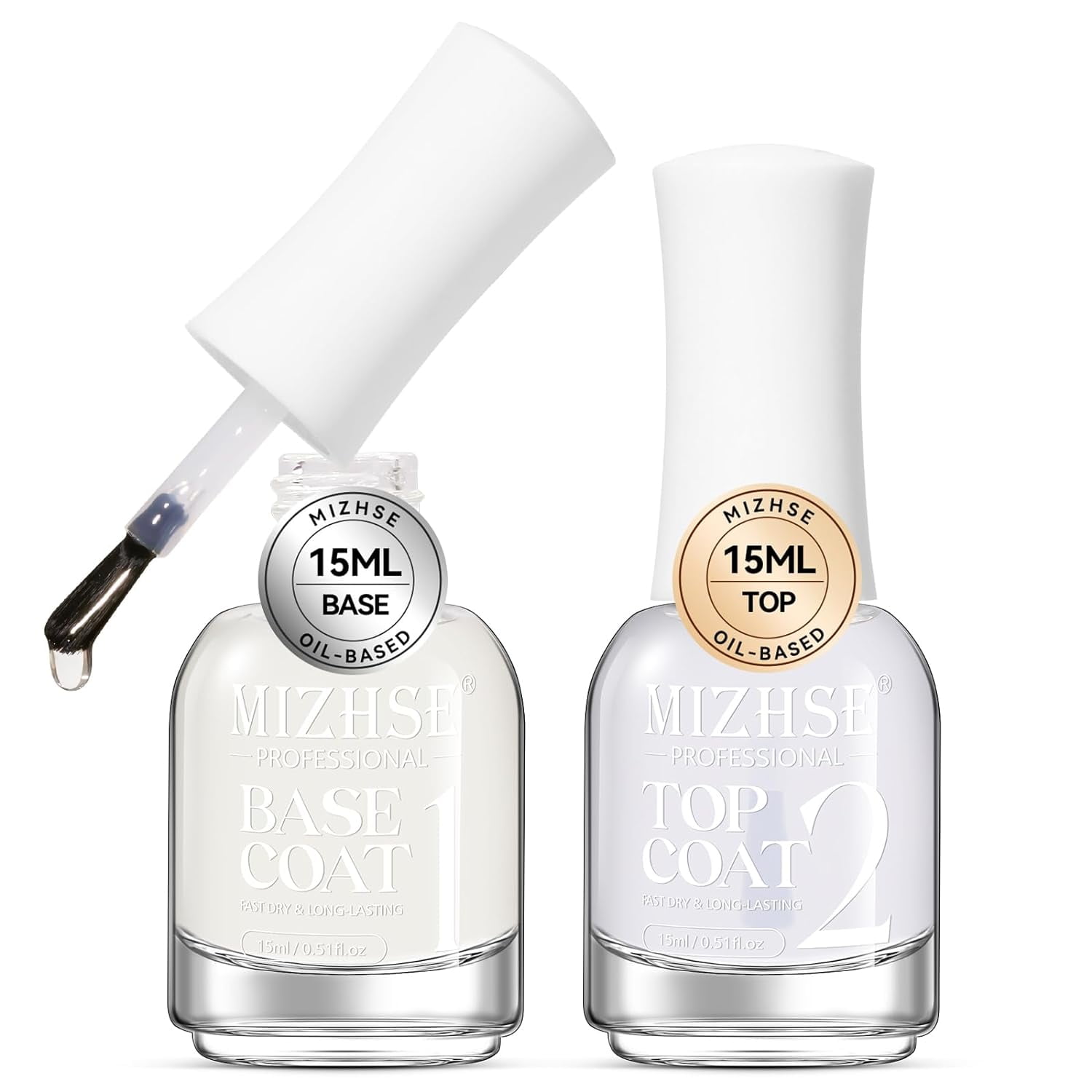 Base and Top Coat Nail Polish Quick Dry, 15 ml 0.5 fl oz Basic Nail ...