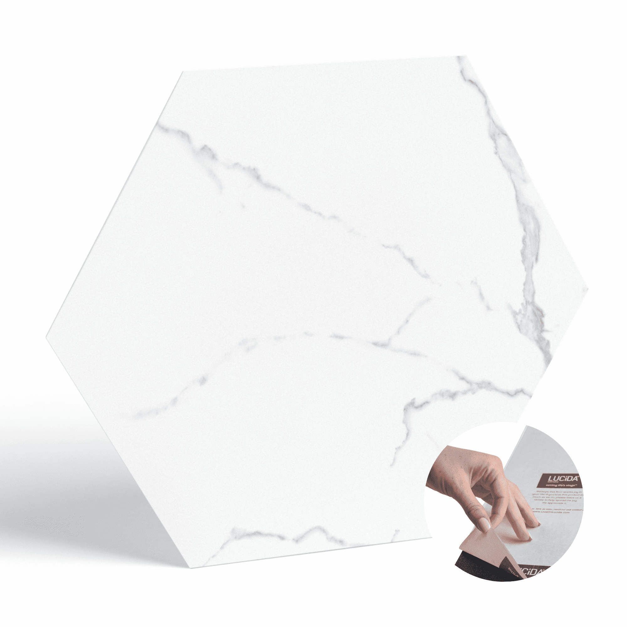 Lucida Surfaces BaseCore HEX Self-adhesive White Marble Waterproof ...