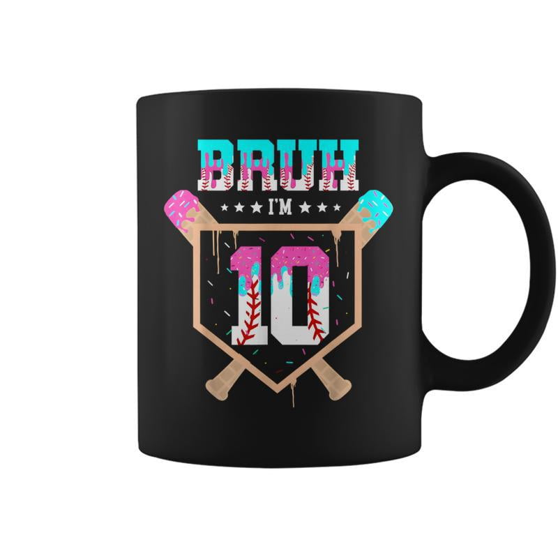 Baseball 10 Year Old Ice Cream Drip 10Th Birthday Boy Player Coffee ...