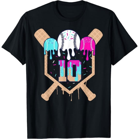 Baseball 10 Year Old Ice Cream Drip 10th Birthday Number 10 T Shirt baseball-10-year-old-ice-cream-drip-10th-birthday-number-10-t-shirt