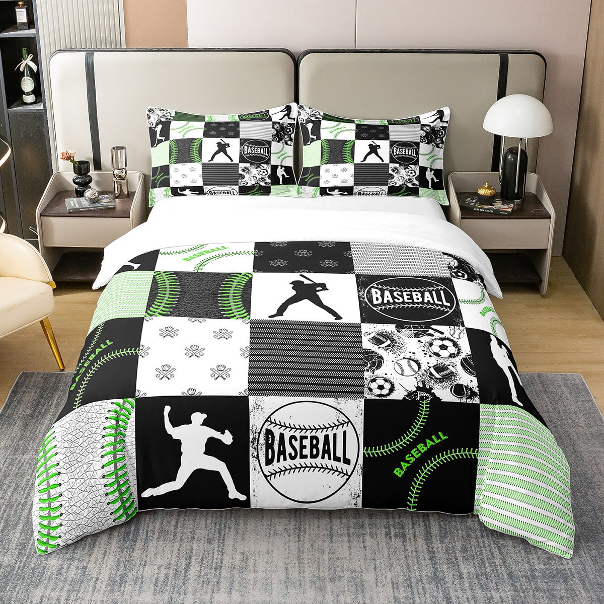 Baseball 100% Cotton Duvet Cover King Softball Comforter Cover for Kids ...