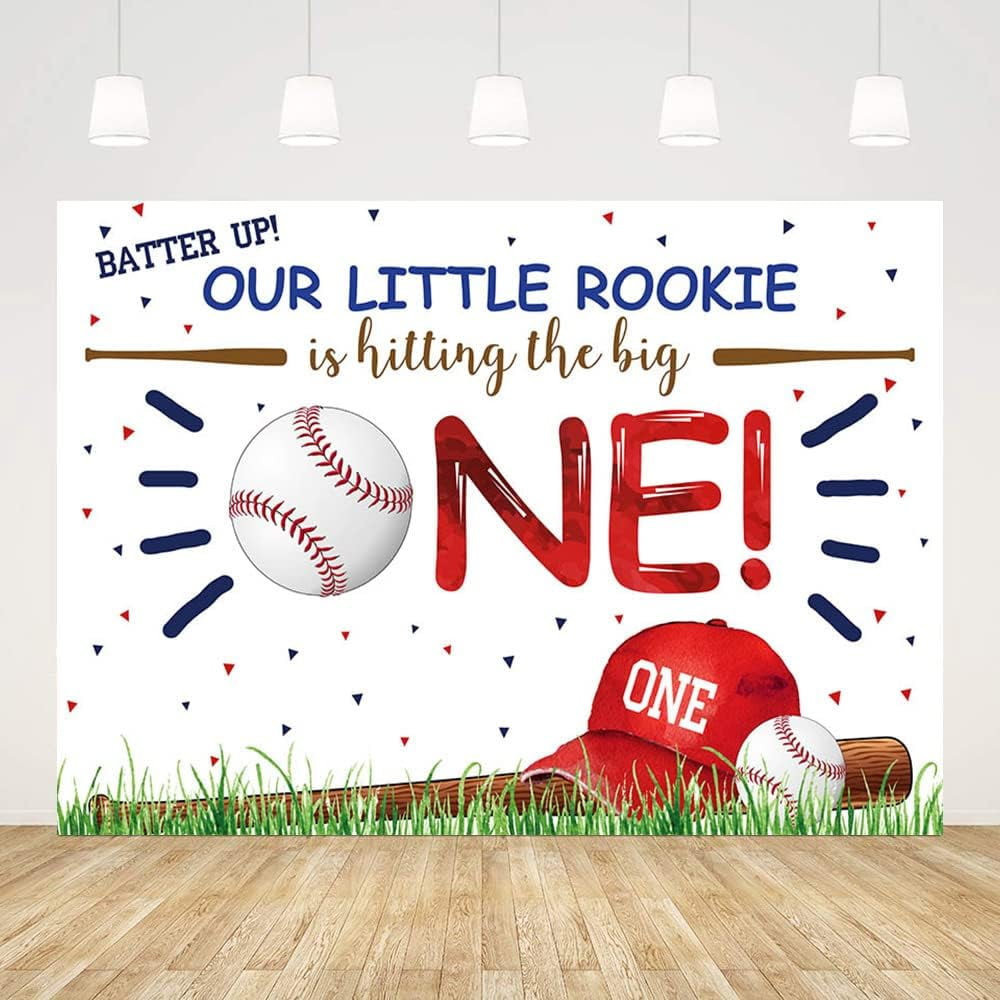 Baseball 1st Birthday Backdrop for Boy Our Little Rookie is Hitting The ...