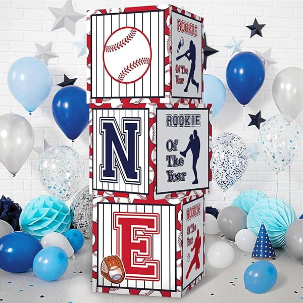 Baseball 1st Birthday Balloon Boxes Decorations Rookie of The Year 1st ...