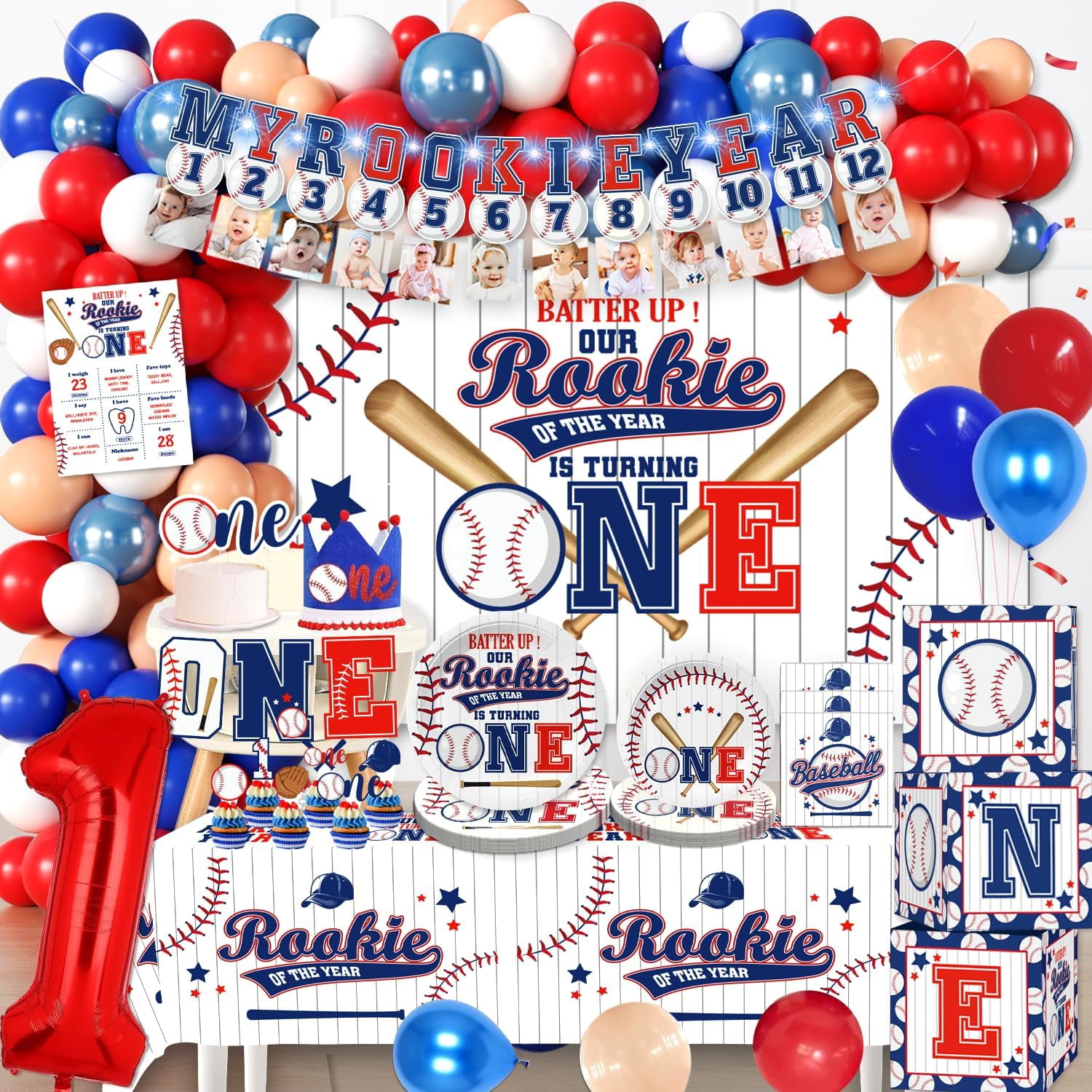 Baseball 1st Birthday Decorations, Rookie Year 1st Birthday Decorations ...