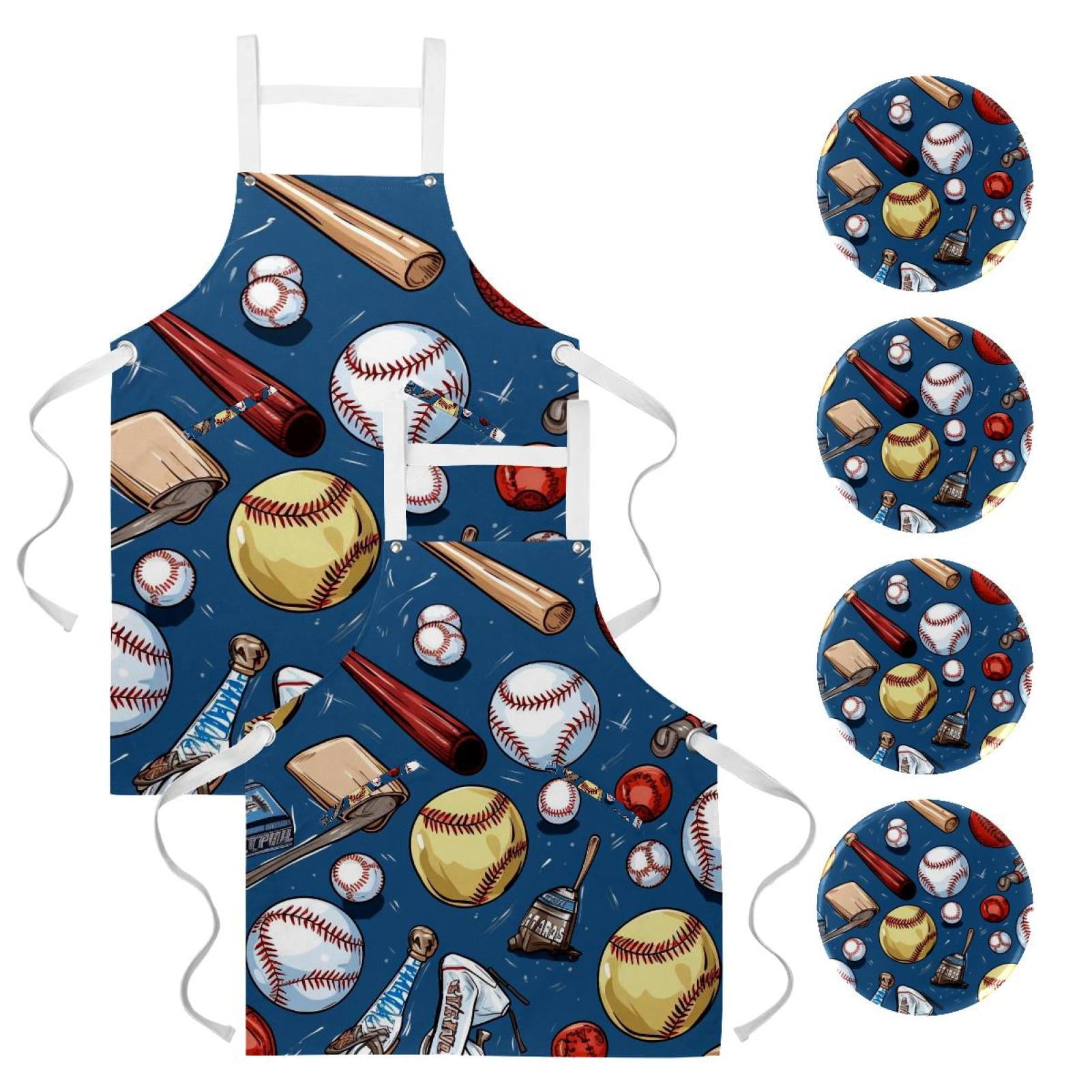 Baseball 2 Pack Waterproof Apron with Pockets and Badge Pins/Button Set ...