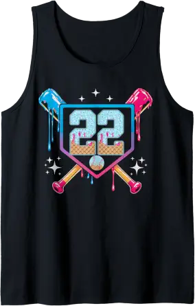 Baseball 22 Year Old Ice Cream Drip 22Th Birthday Number 22 Tank Top ...