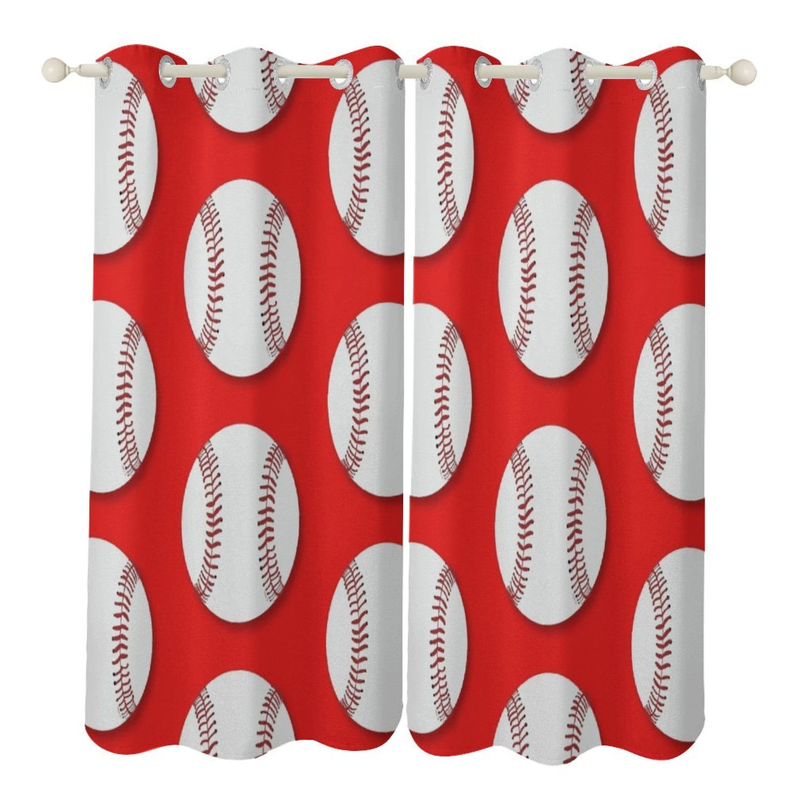 Baseball 2pcs Blackout Curtains For Living Room Bedroom Grommet Top ...