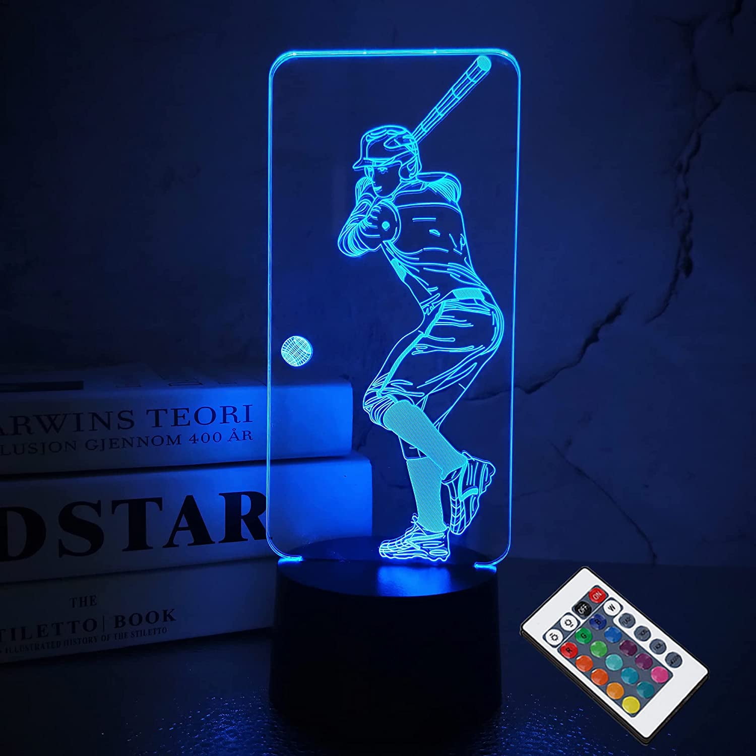 3D Baseball Night Light, LED Bedside Lamp, 16 Colors, 4 Modes, Perfect ...