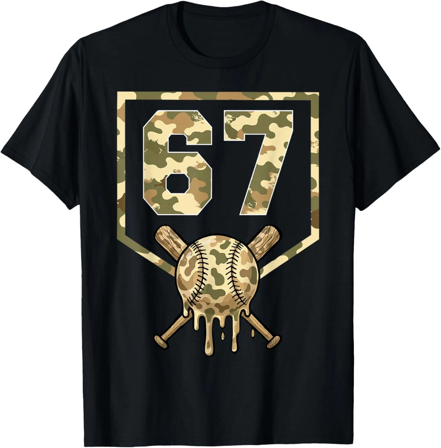 Baseball 67 Drip Ice Cream Dripping Six Seven Graphic Tee Shirt Style ...