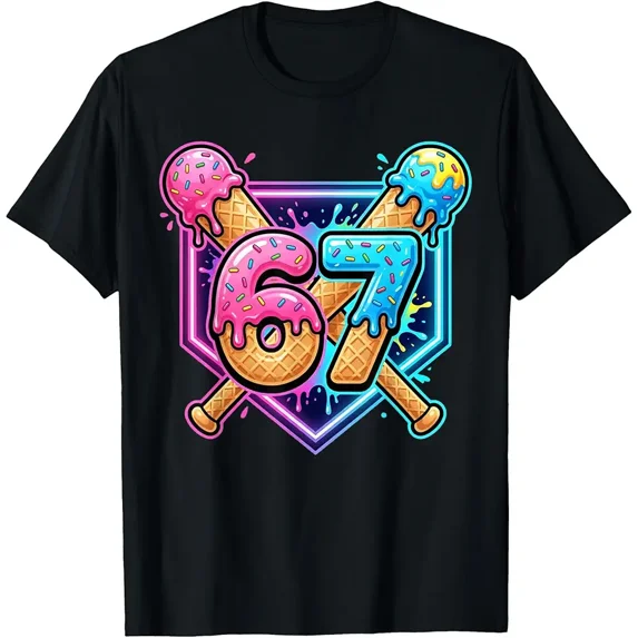 Baseball 67 Ice Cream Drip Six Seven Boys Funny Meme T-Shirt - Walmart.com