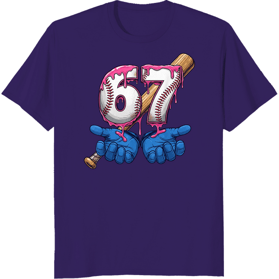 Baseball 67 Six Seven Funny Gen Alpha Meme Drip T-Shirt ,Full Sizes S ...