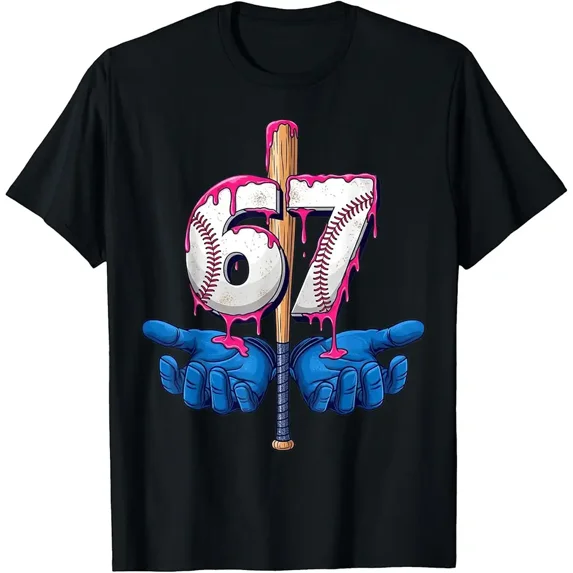 Baseball 67 Six Seven Funny Gen Alpha Meme Drip T-Shirt - Walmart.com