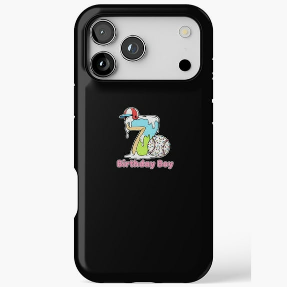 Baseball 7th Birthday Ice Cream Drip Design for iPhone Case 17 16 15 14 ...