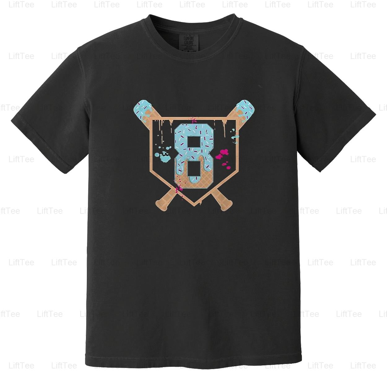 Baseball 8 Year Old Ice Cream Drip 8th Birthday Boy Sports Fan Sweet Treat Comfort Color T-Shirt ...
