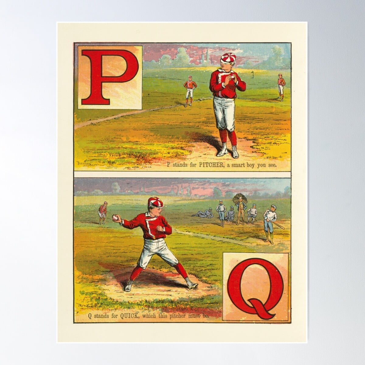 Baseball Abc 1885 - Vintage Book Illustration Series No. 11 - Digitally Edited Poster Wall Art ...