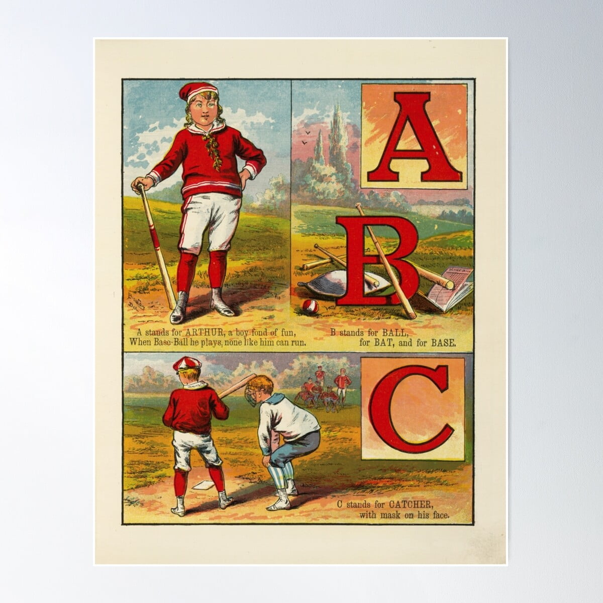 Baseball Abc 1885 - Vintage Book Illustration Series No. 4 - Digitally ...