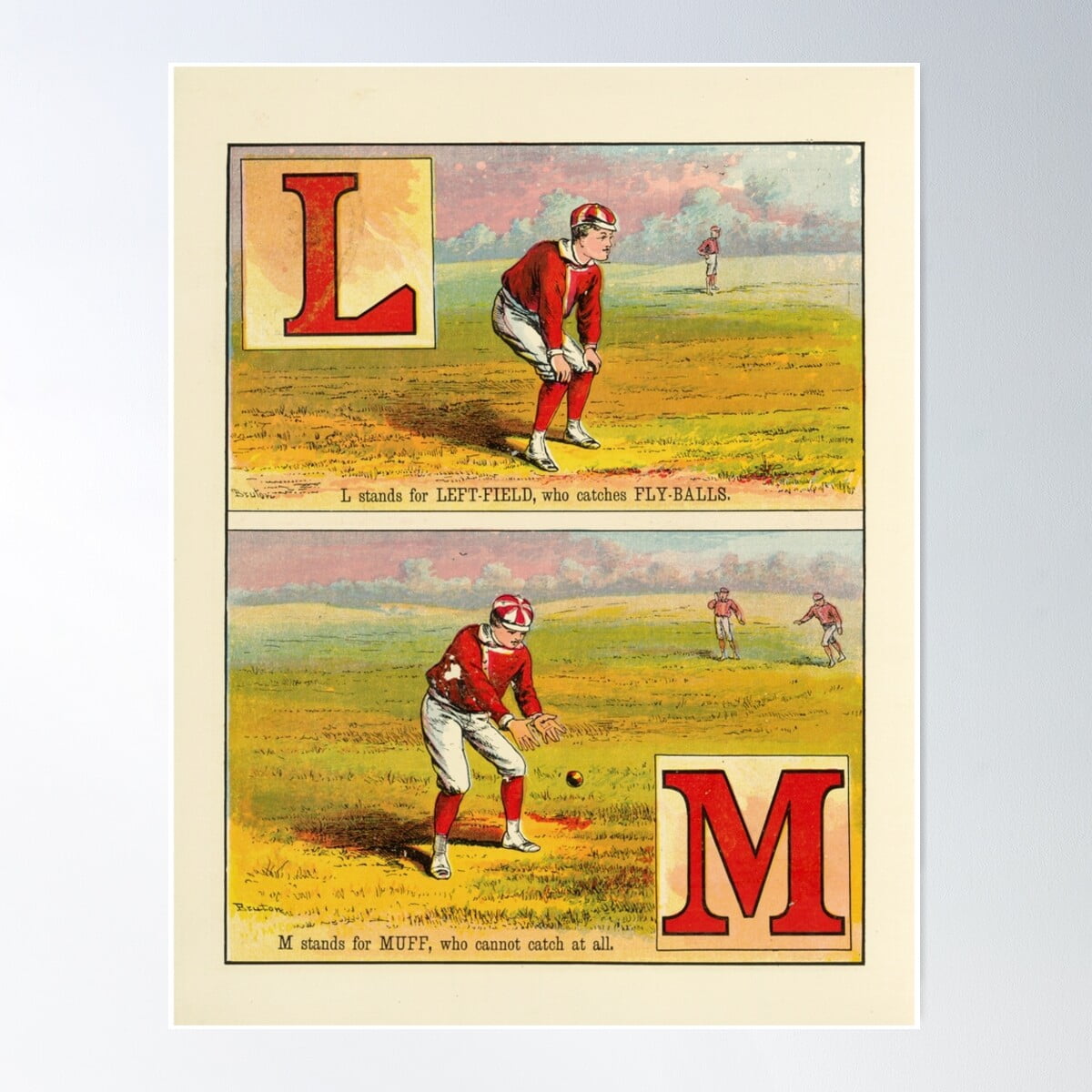 Baseball Abc 1885 - Vintage Book Illustration Series No. 9 - Digitally Edited Poster Wall Art ...