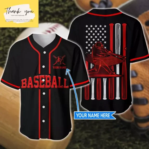 Baseball American Flag Baseball Jersey Shirt Custom Name Baseball ...