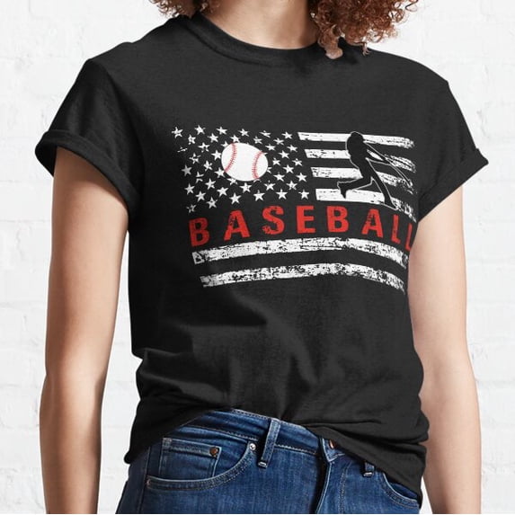Baseball American Flag Fun Baseball Fan Classic T-shirt - Walmart.com