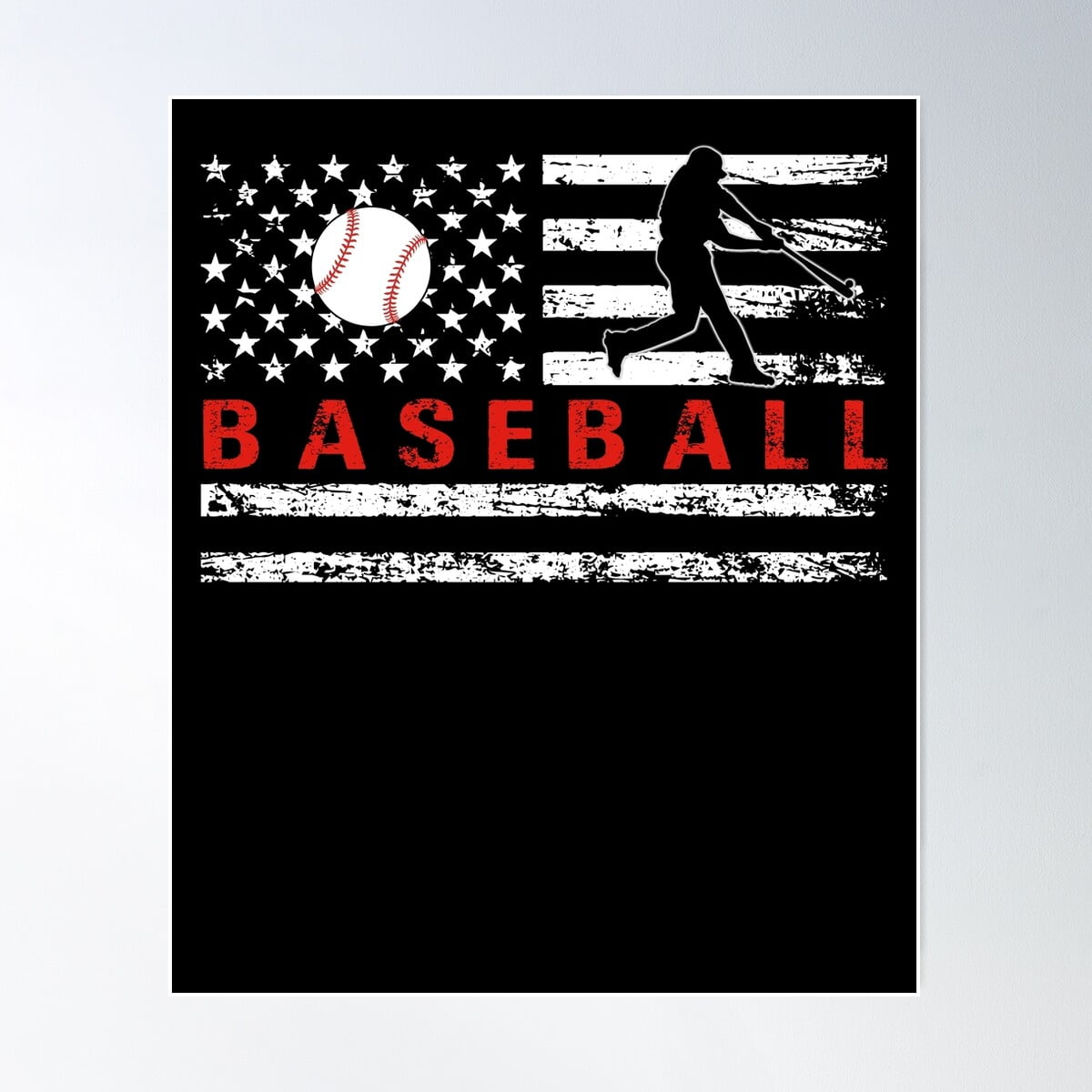 Baseball American Flag Fun Baseball Fan Poster Wall Art, Modern Wall ...
