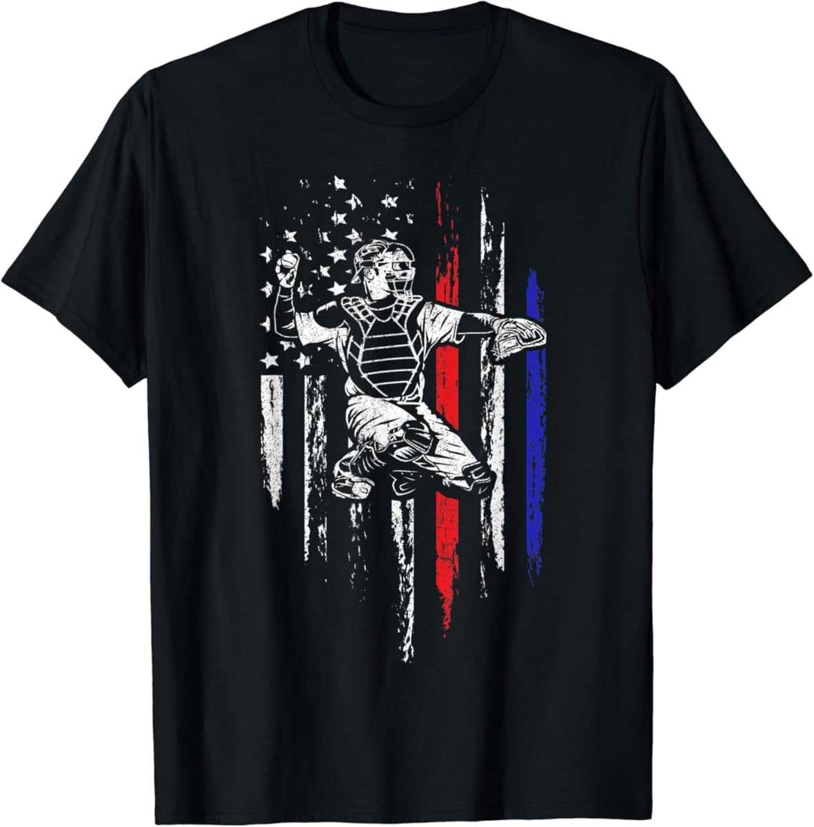 Baseball American Flag Patriotic Catcher 4Th Of July Gift Unisex Men ...