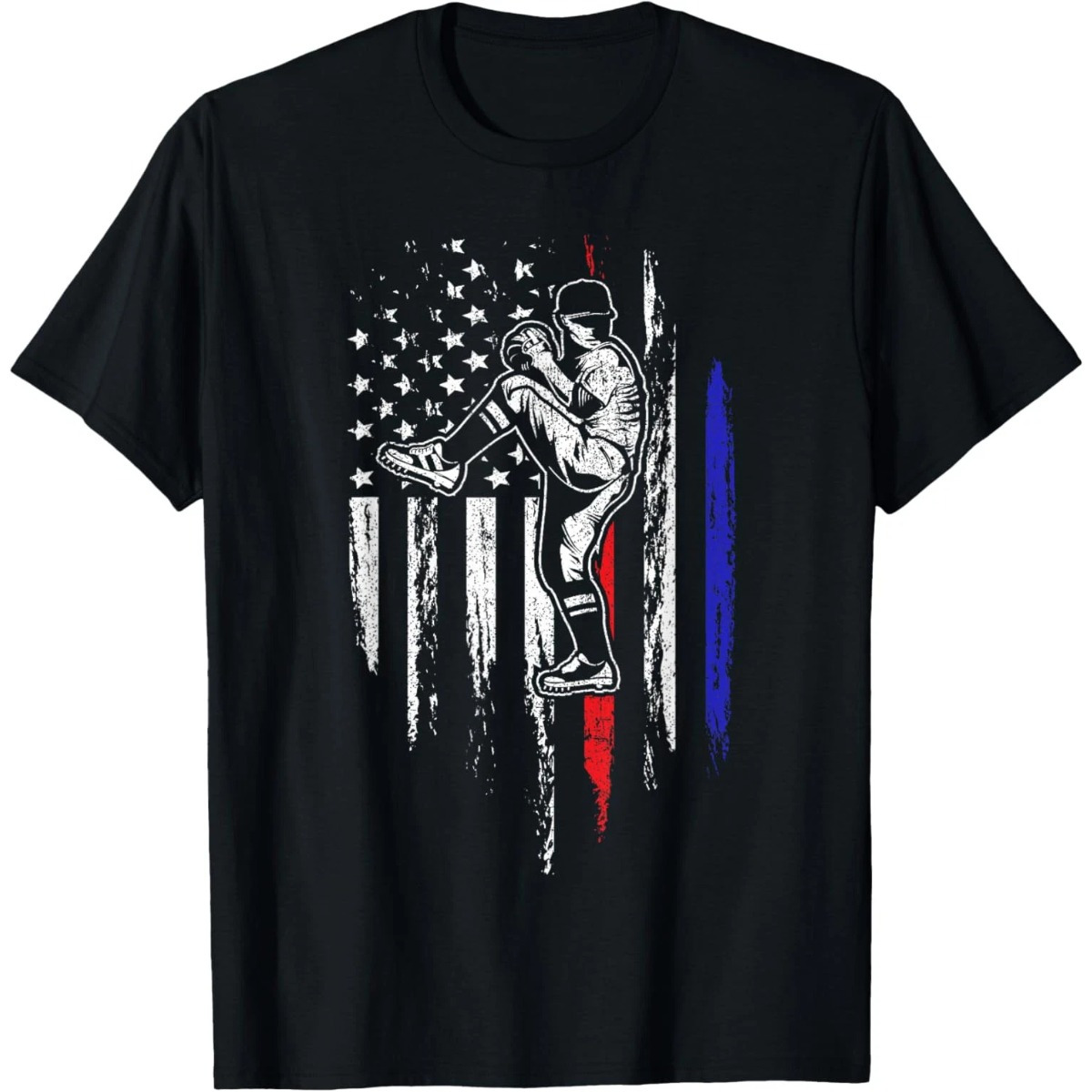 Baseball American Flag Pitcher Pitching 4th Of July Unisex T-Shirt ...