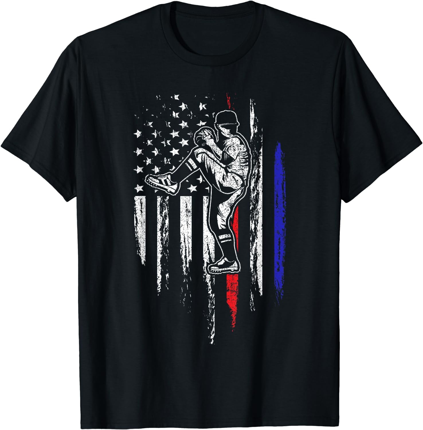 Baseball American Flag Pitcher USA Pitching 4th Of July Gift T-Shirt ...