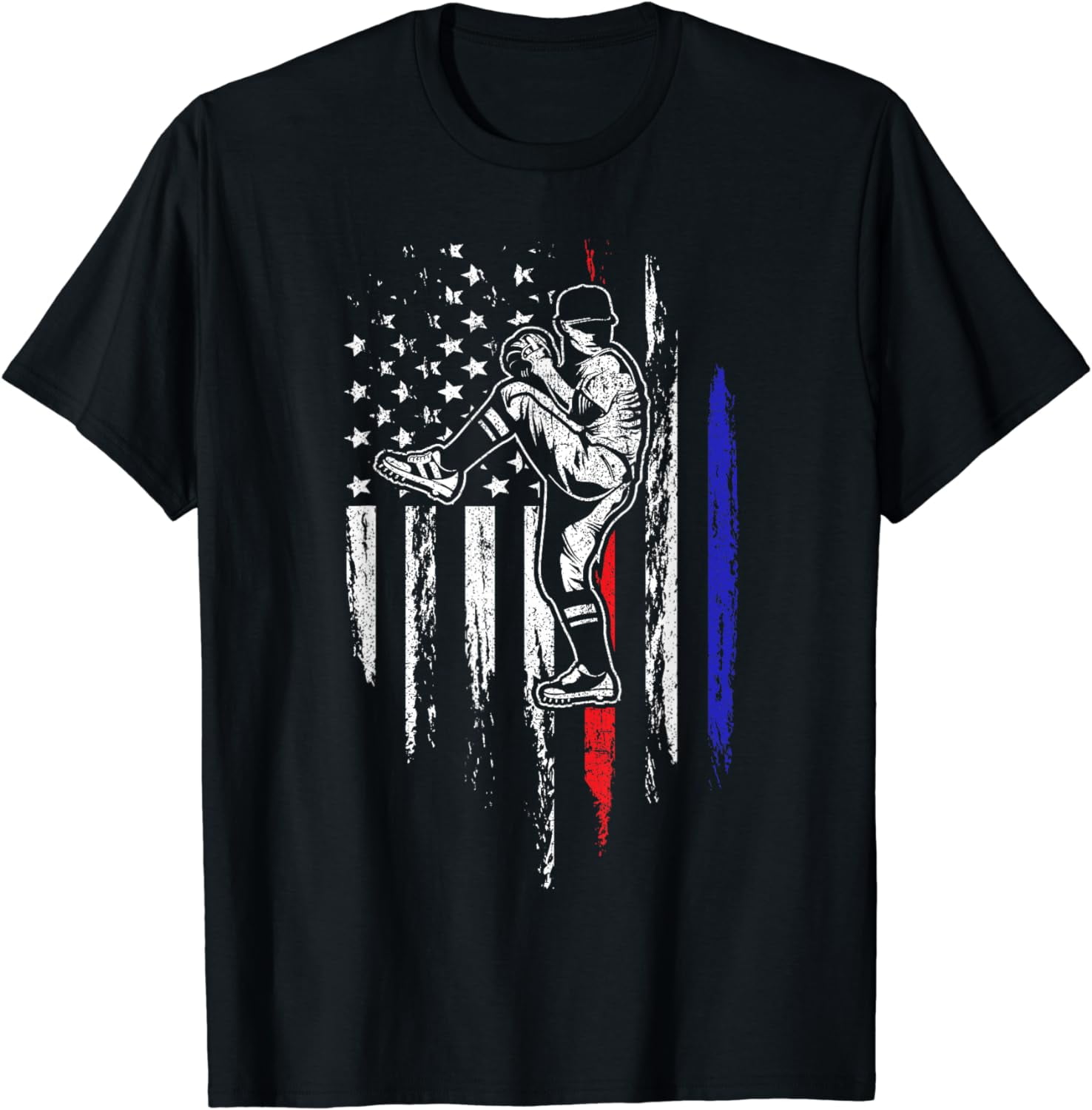 Baseball American Flag Pitcher USA Pitching 4th Of July Gift T-Shirt ...