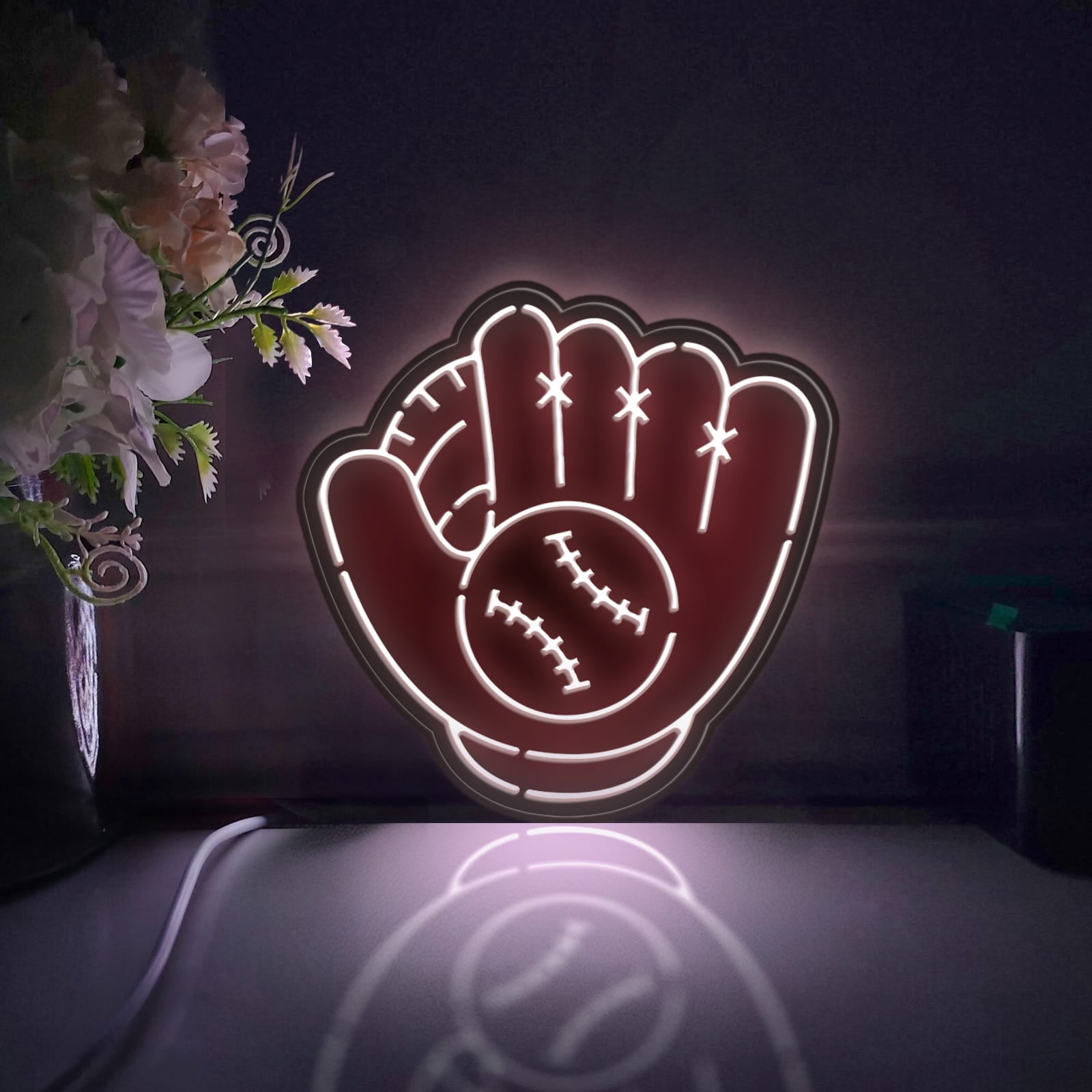 Baseball And Baseball Glove Led Light Box, Dimmable Neon-Like Light ...